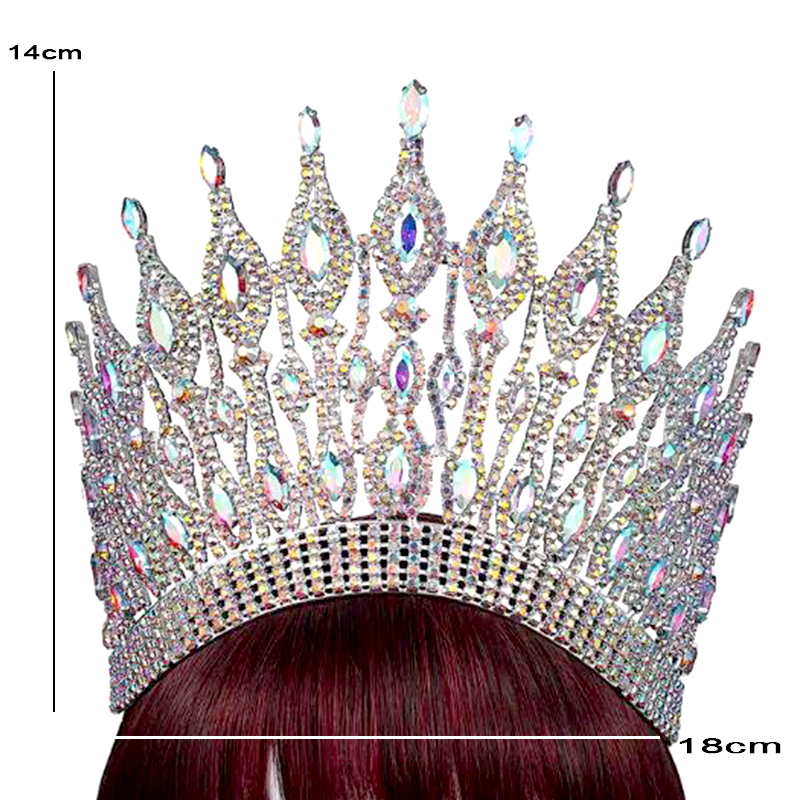 Levery Big Miss World Beauty Pageant Crown Silver AB color Tiaras ...