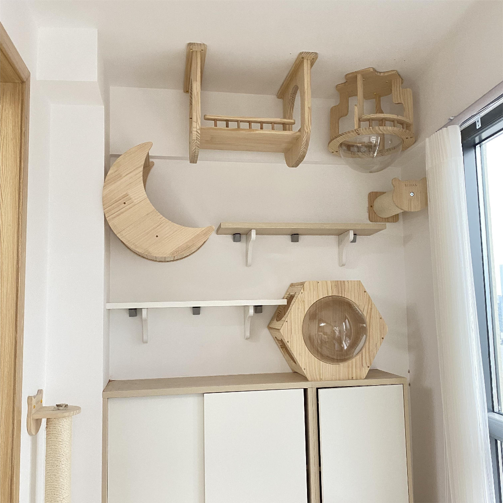 DIY Cat Wall Mounted Hanging Cat Climbing Frame Air Tunnel Space ...
