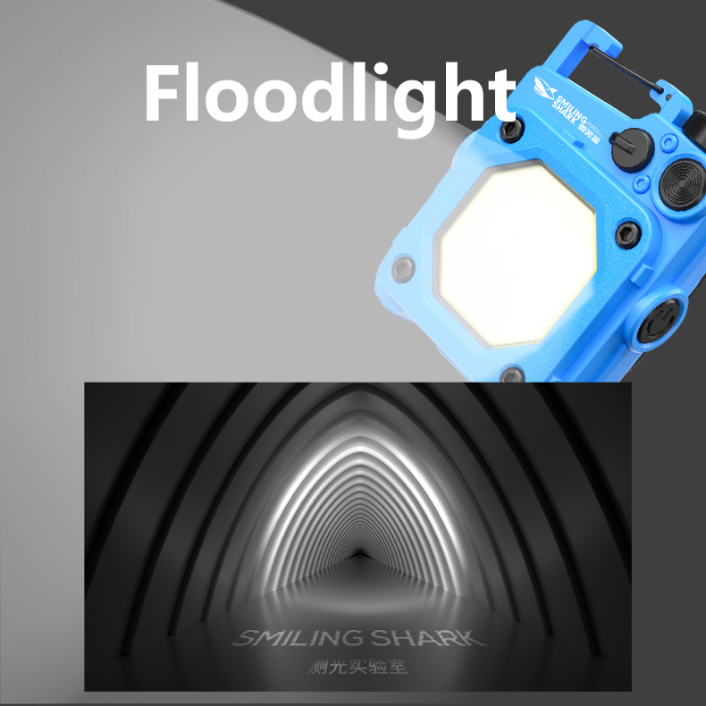 Smiling Shark Keychain Flashlight Mini COB Work Light Led Rechargeable ...
