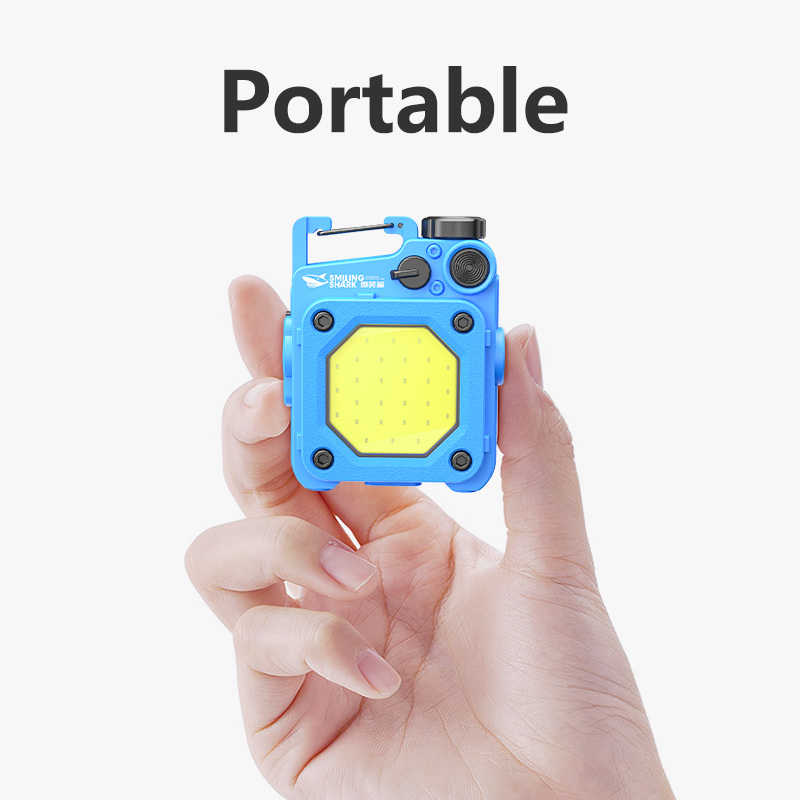 Smiling Shark Keychain Flashlight Mini COB Work Light Led Rechargeable ...