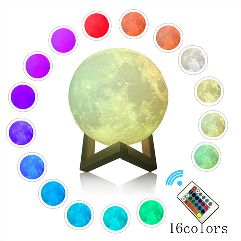 Moon Lamp 3D Printing Moon Night Light for Kids Bedroom 16 Colors ...