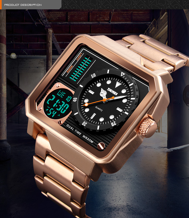 SKMEI 1392 Men Digital Electronic Watch Stainless Steel Strap Watches ...