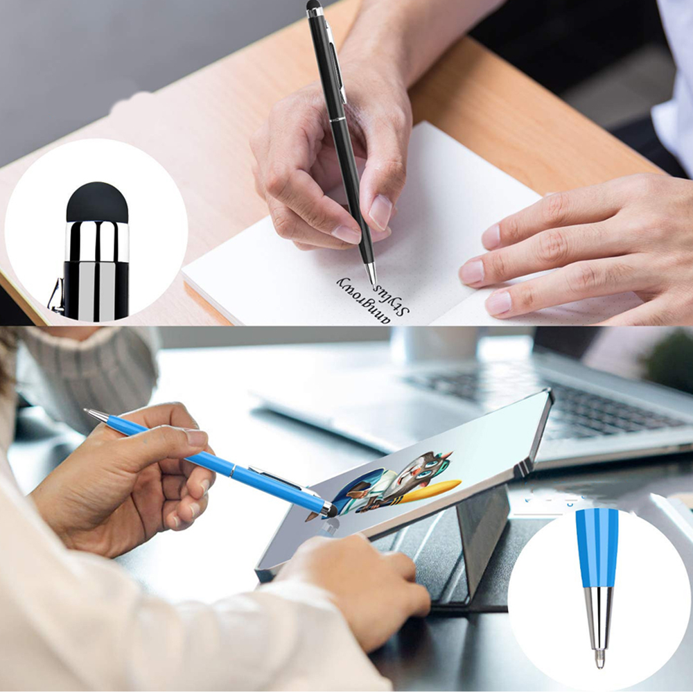 10pcs/set Universal 2 in 1 Metal Stylus Pens with Ballpoint Pens Touch ...