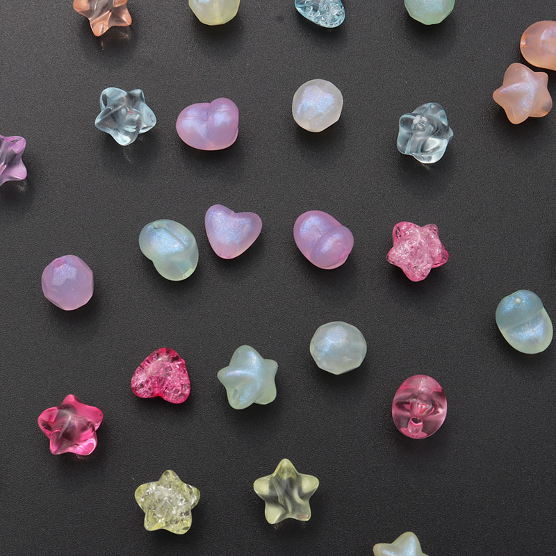 20PCS Colorful Mixed Acrylic Beads Transparent Beads Charm Star Heart ...
