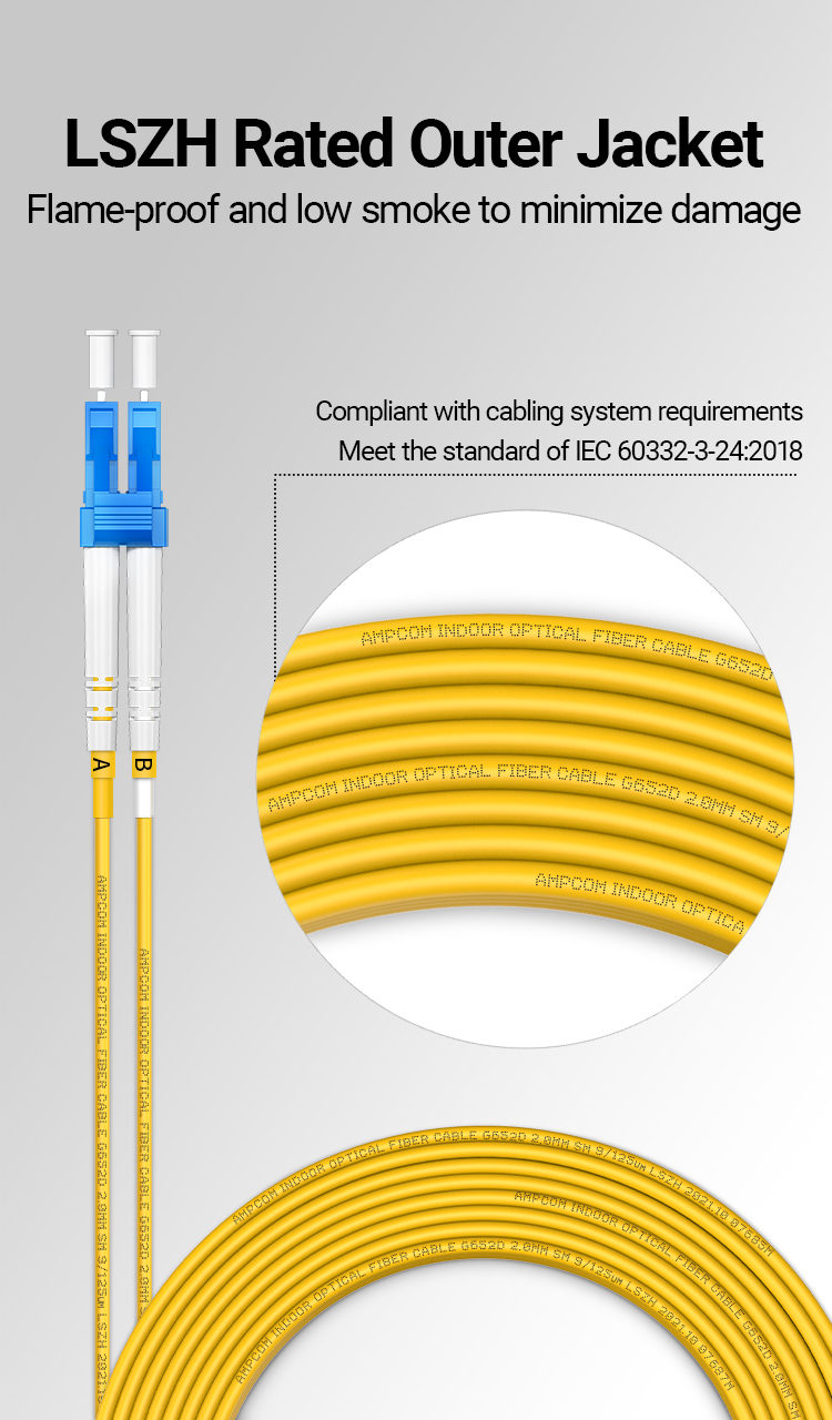 AMPCOM LC to SC UPC Fiber Optical Patch Cable Singlemode Duplex SMF 9 ...