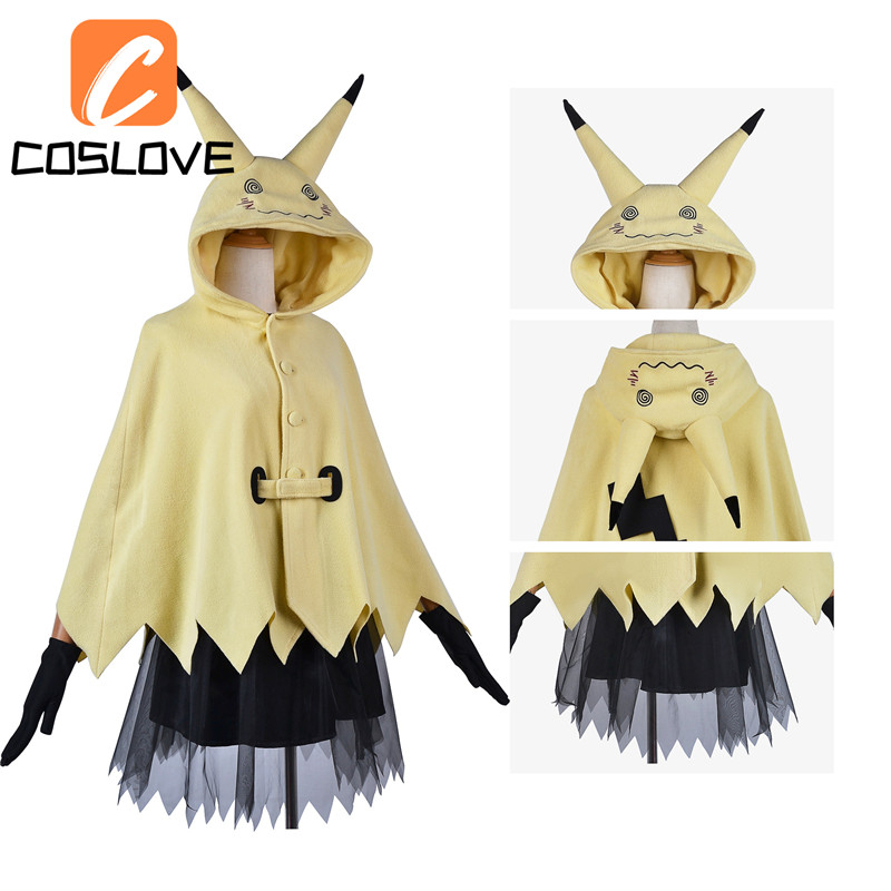 Anime Pokémon Mimikyu Pikachu Cosplay CostumeCape Full Set Suit kids ...