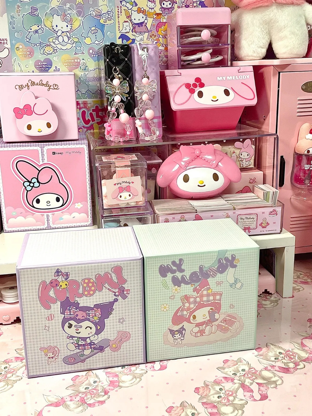 Sanrio kt Melody Pill Box Pink Cute Girl Heart Plastic Transparent ...