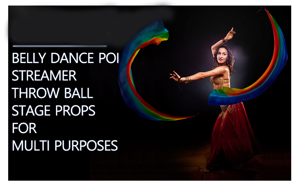 2Pcs Silk Veil with Poi Ball Belly Dance Poi Streamer Throw Ball in ...