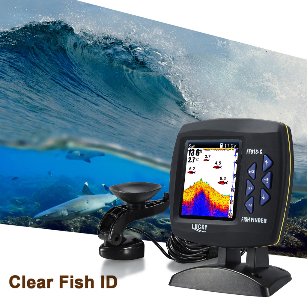 LUCKY F918-C180S 300M Wired Fish Finder 45° Underwater Fishfinder ...