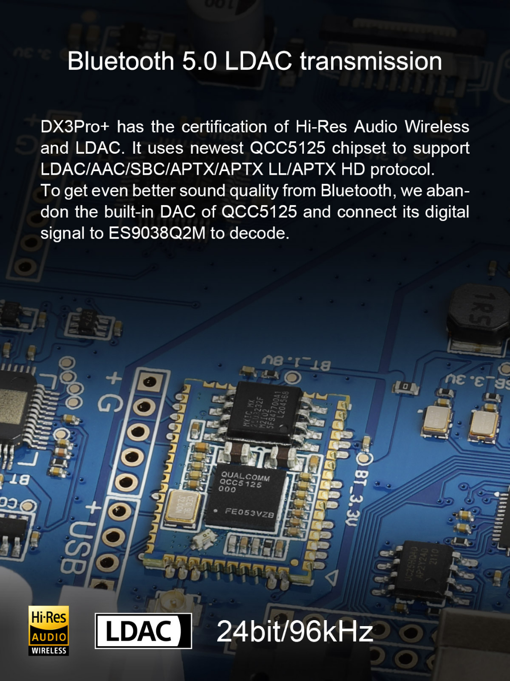 TOPPING DX3 PRO+ DAC Headphone Amplifier ES9038Q2M Decoder Bluetooth 5. ...