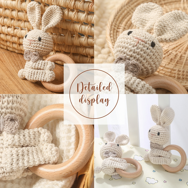 Mamimami Home Montessori Animal Crochet Handmade Rabbits Ringing Rattle ...