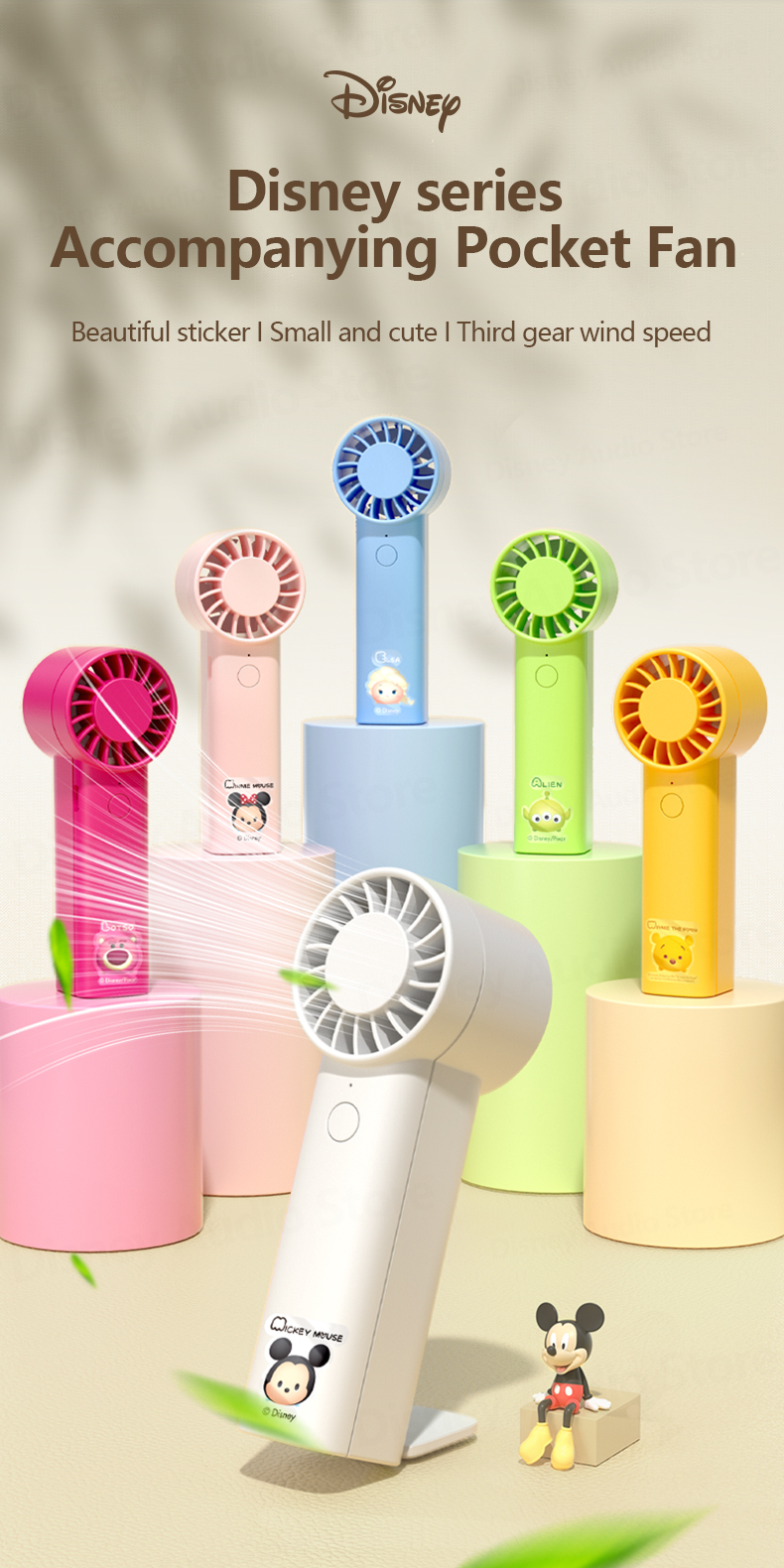 Disney DY-805 Handheld Small Fan USB Portable Silent Rechargeable Large ...