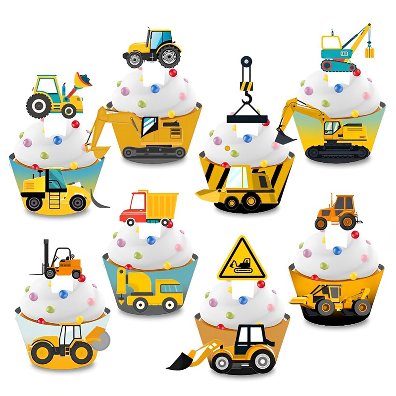 Construction Vehicle Fire Truck Engineering Cake Topper Construction ...