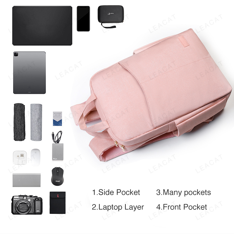Leacat Simplicity Macaron Pink Laptop Bag 13 14 15.6 Inch Backpack ...