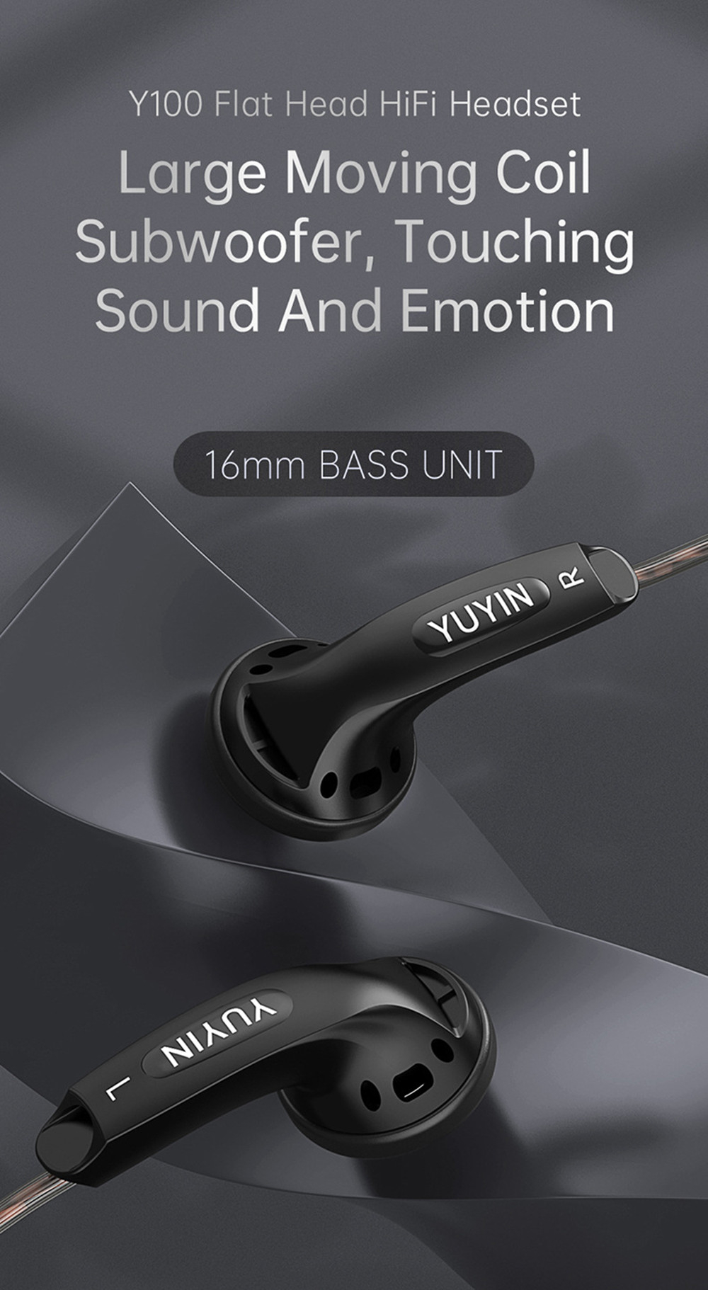 FONGE YUYIN Y100 In Ear Earphone HiFi EarBuds Flat Head earphone Bass ...
