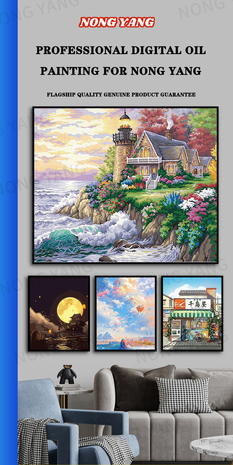 Nong Yang-30*40cm-color by number painting--Sea of Clouds Sailing-canvas painting wall decor ...