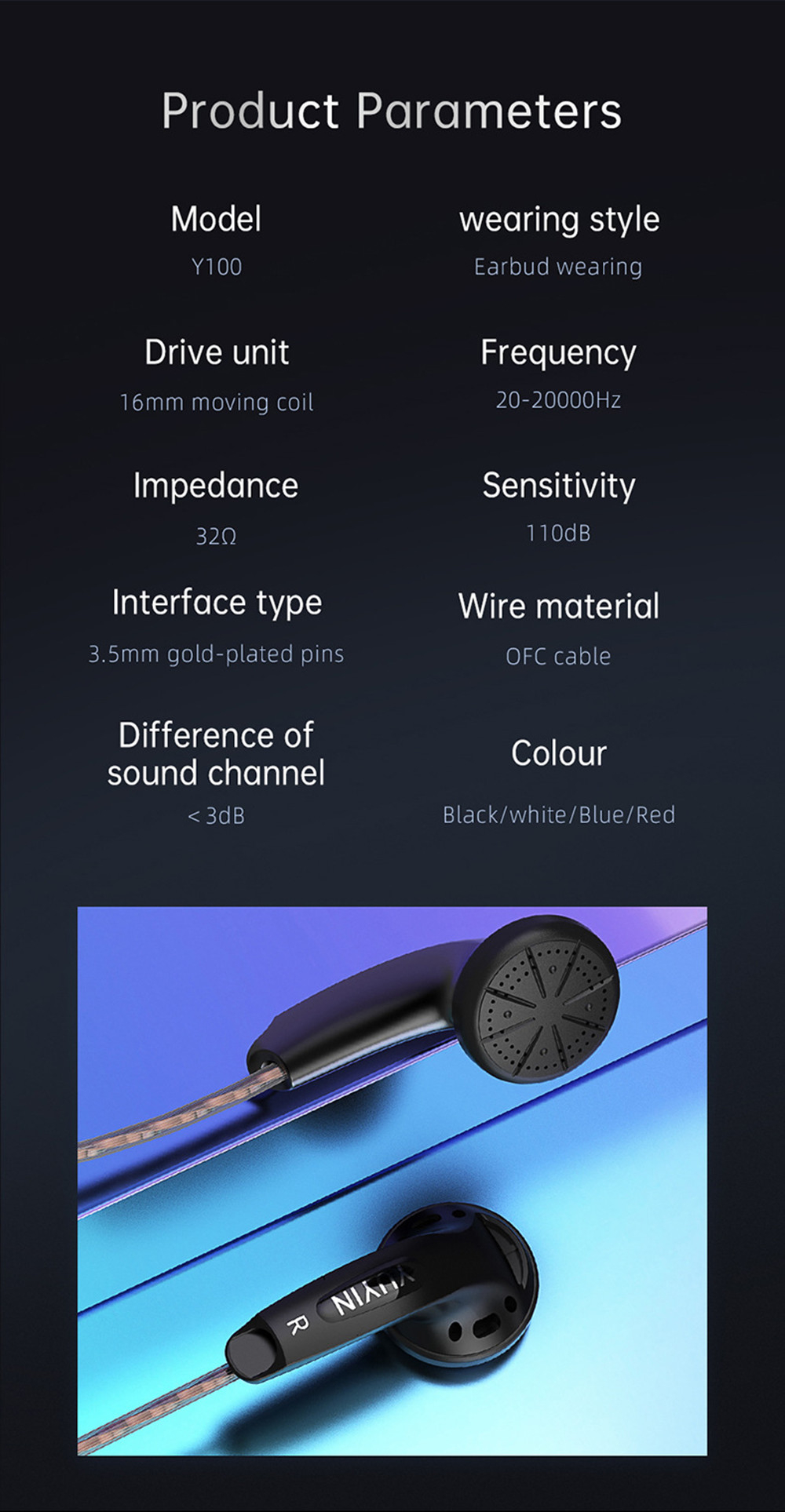 FONGE YUYIN Y100 In Ear Earphone HiFi EarBuds Flat Head earphone Bass ...