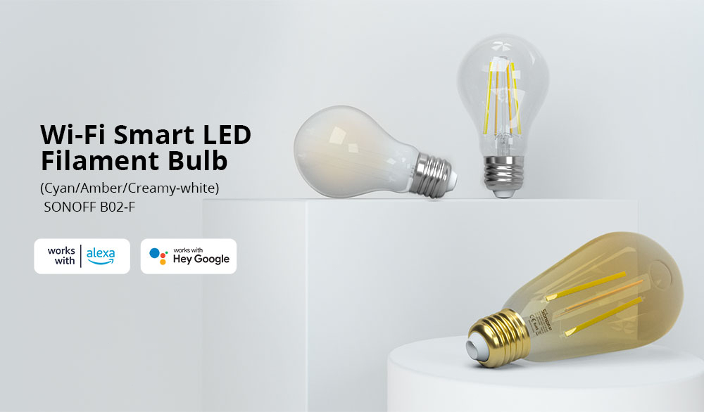 SONOFF B02-F Smart WiFi LED Filament Bulb E27 7W Brightness and Color ...