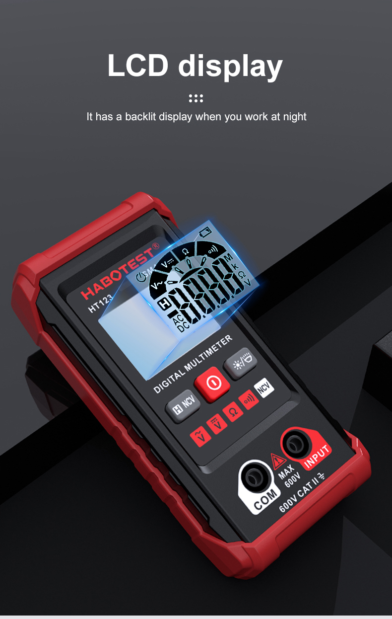 HT123 Smart Mini Digital Multimeter with Auto Range, AC/DC Voltage ...