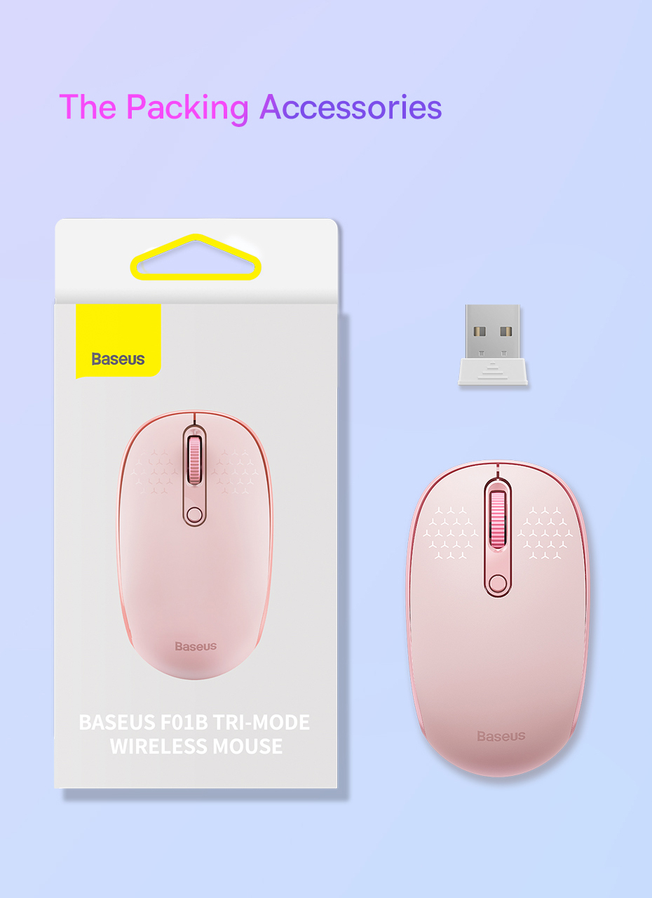 Baseus Mouse Tri-Mode Bluetooth Wireless Mouse For Tablet Laptop Silent ...