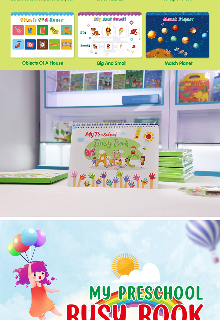JOLLYBABY Preschool Busy Book Early Childhood Education Montessori Toys ...