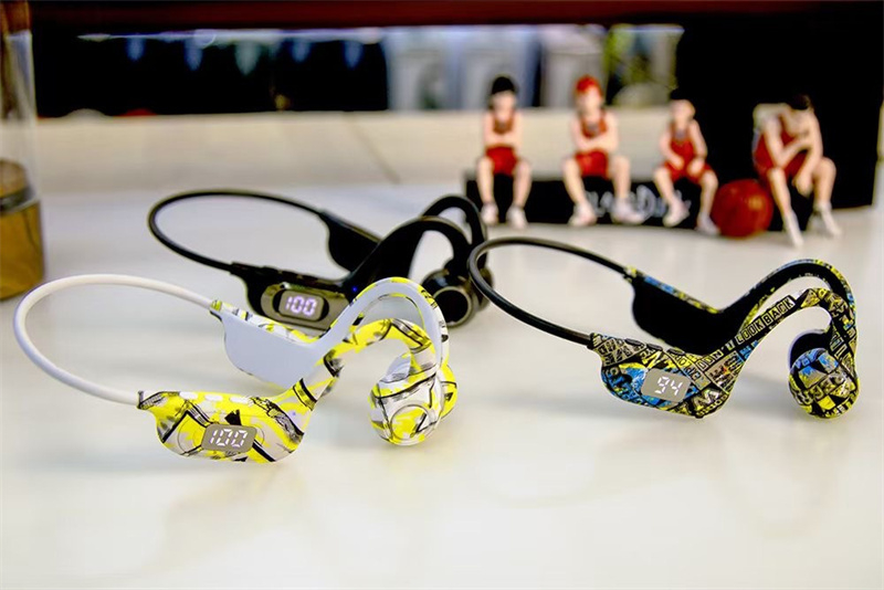 AKZ-G9 Graffiti Wireless Bluetooth Bone Conduction Earphones LED Screen ...