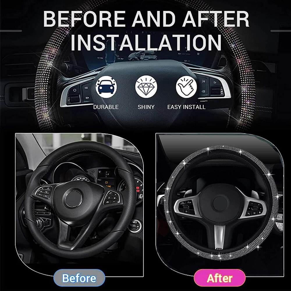 Colorful Car Steering Wheel Cover With Crystal Diamond Sparkling Car ...