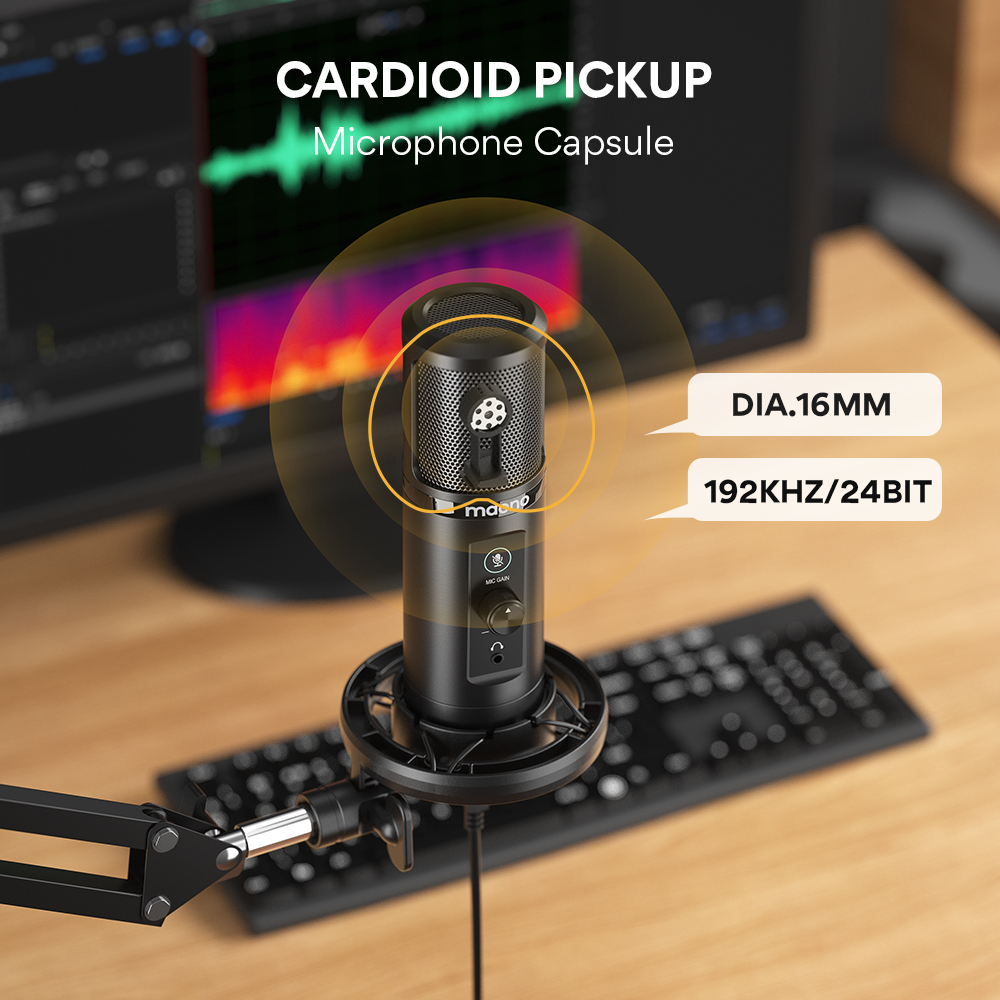 Maono AU-PM422 USB Microphone Zero Latency Monitoring 192Khz/24Bit ...