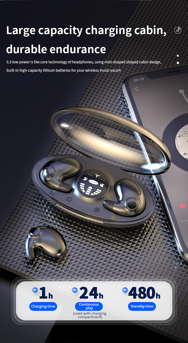 Mini Sleep Earbuds Wireless Noise Reduction Earphone Bluetooth 5.3 TWS ...