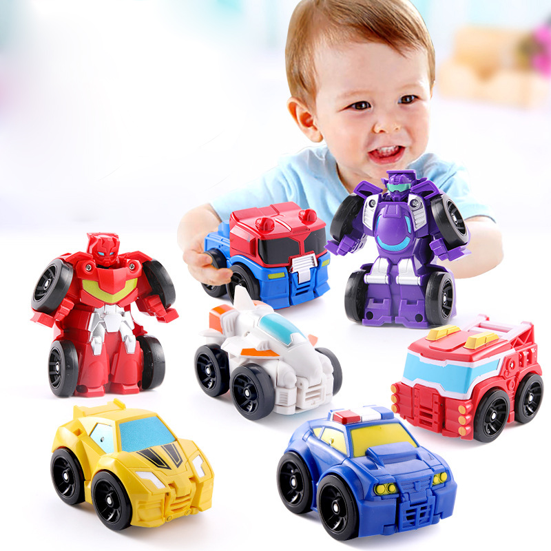 Cartoon Transformation Robot Deformed Mini Cars Robot Rescue Bots Car ...