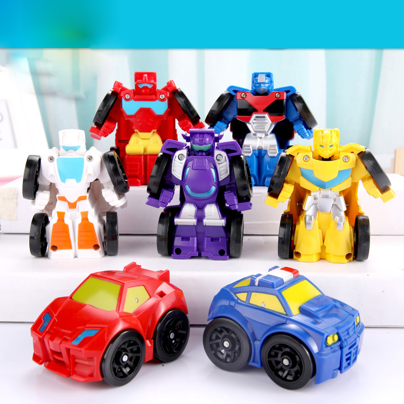 Cartoon Transformation Robot Deformed Mini Cars Robot Rescue Bots Car ...