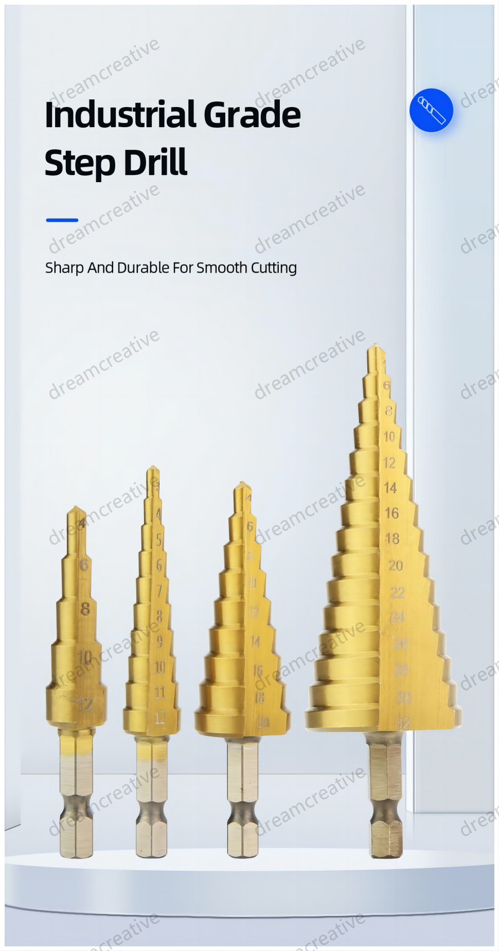 Step Drill Bit Set Titanium Coated HSS Universal Hole opener Cutter Metal Plank Reaming groove ...