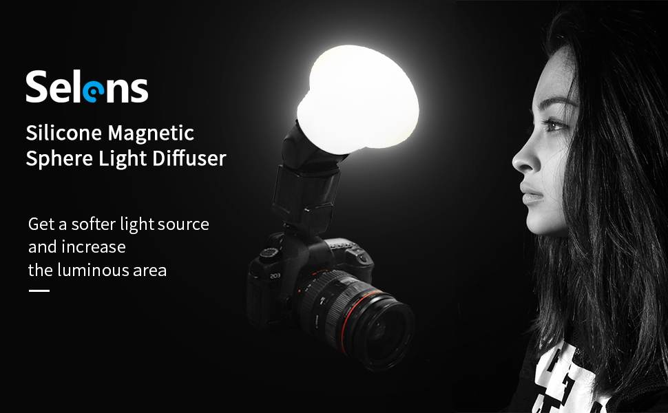 Selens 4in1 Magnetic Speedlight Diffuser Kit Flash Modifier Sphere ...