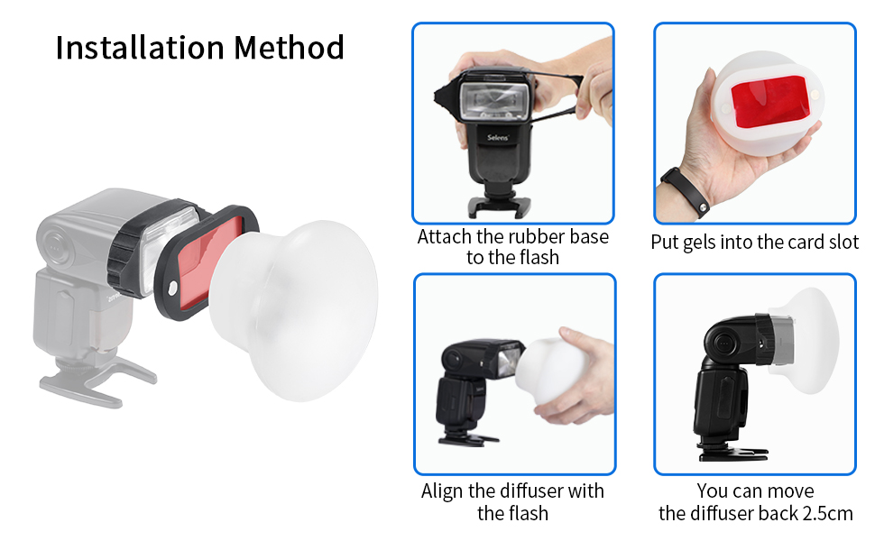 Selens 4in1 Magnetic Speedlight Diffuser Kit Flash Modifier Sphere ...