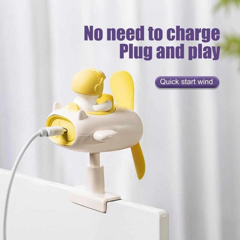 Mini Desk Fan Small Cooling Fan With Cute Little Yellow Duck Pilot ...