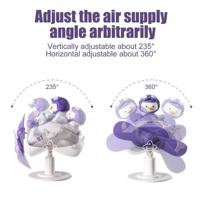 Mini Desk Fan Small Cooling Fan With Cute Little Yellow Duck Pilot ...