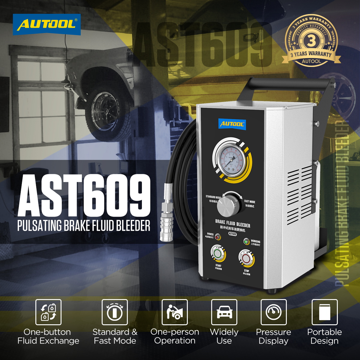 AUTOOL Car Pulsating Brake Oil Changer Brake Extractor Oil Pump Machine Brake Fluid Bleeder ...