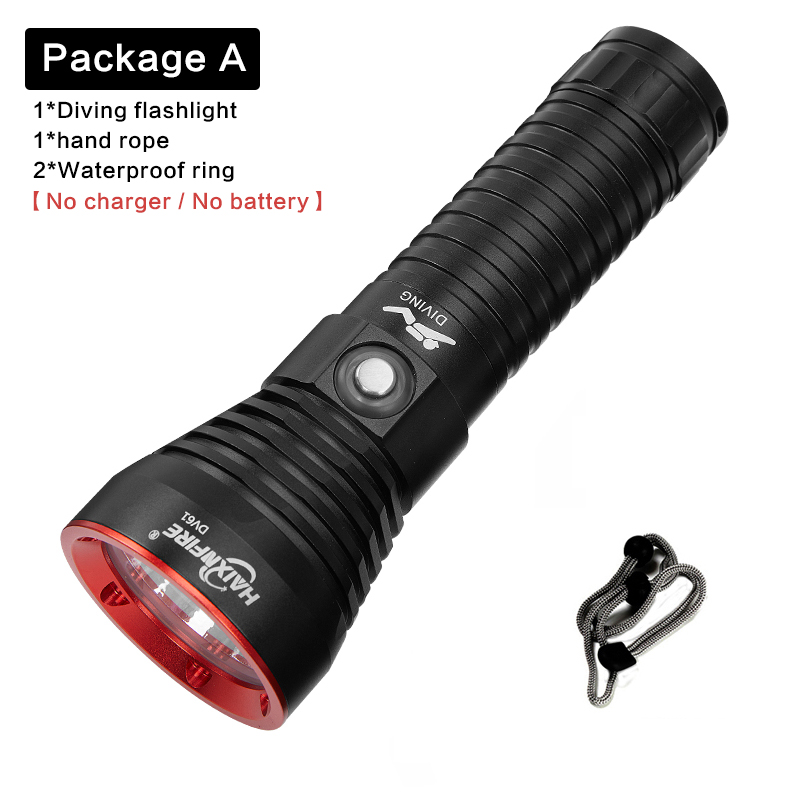 HaixnFire DV61 Scuba Diving Flashlight XHP70.2 Underwater Waterproof ...