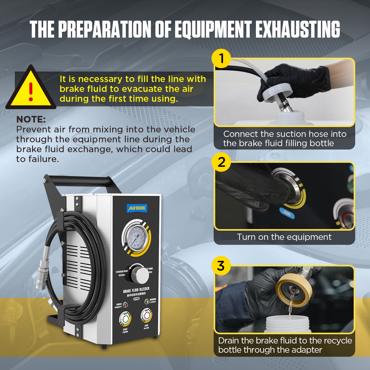 AUTOOL Car Pulsating Brake Oil Changer Brake Extractor Oil Pump Machine Brake Fluid Bleeder ...