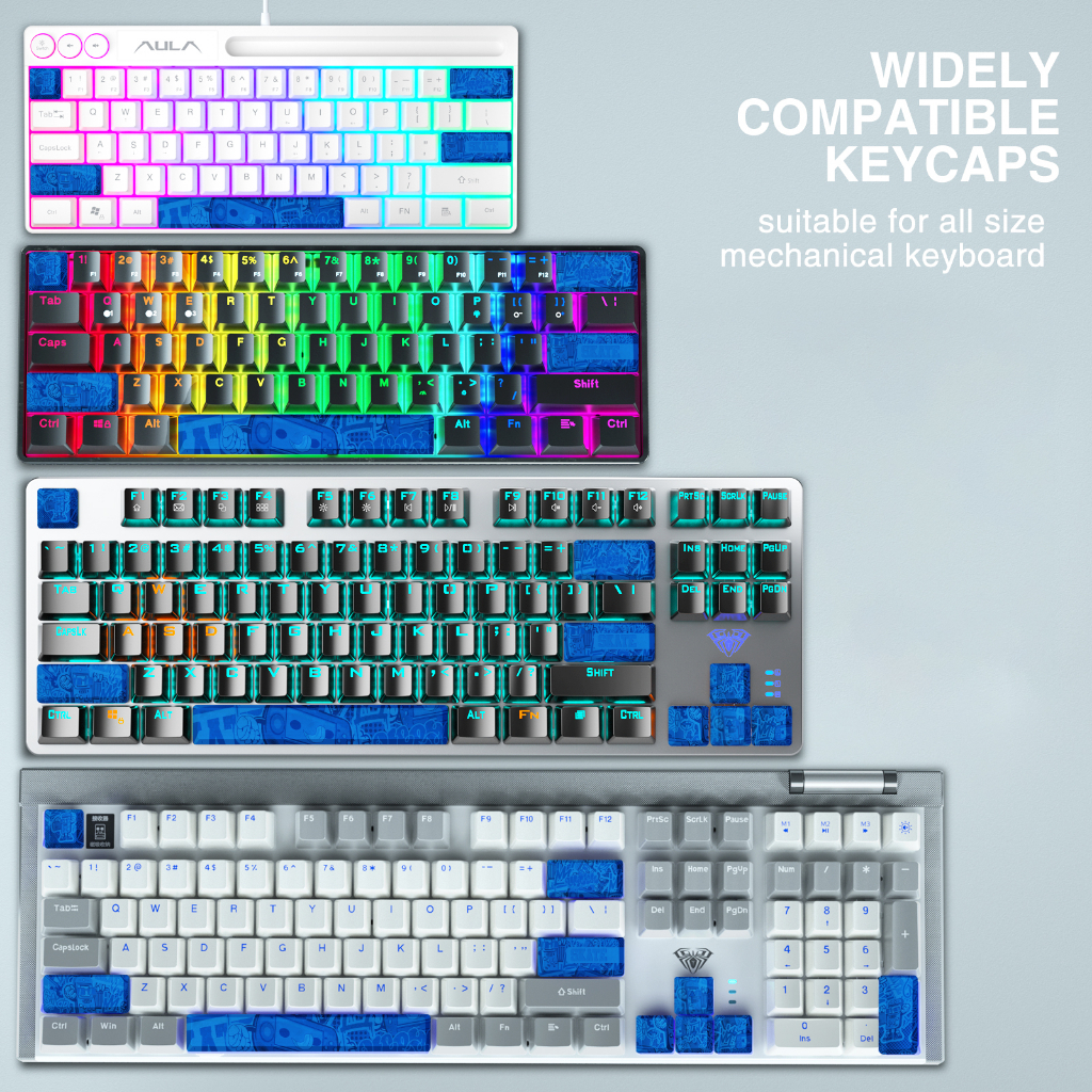 Aula Pbt 3-Color Keycaps 10-Key High-Quality Detachable Non-Slip Wear ...