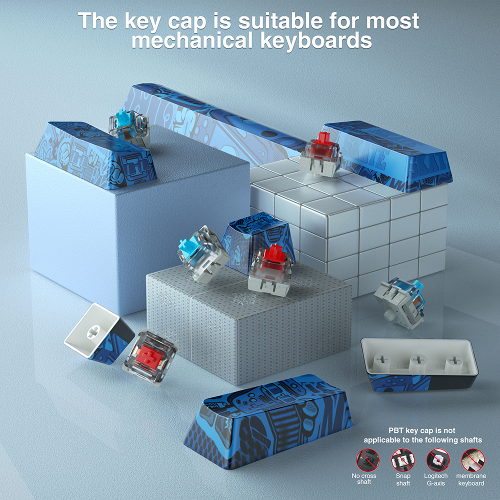 Aula Pbt 3-Color Keycaps 10-Key High-Quality Detachable Non-Slip Wear ...
