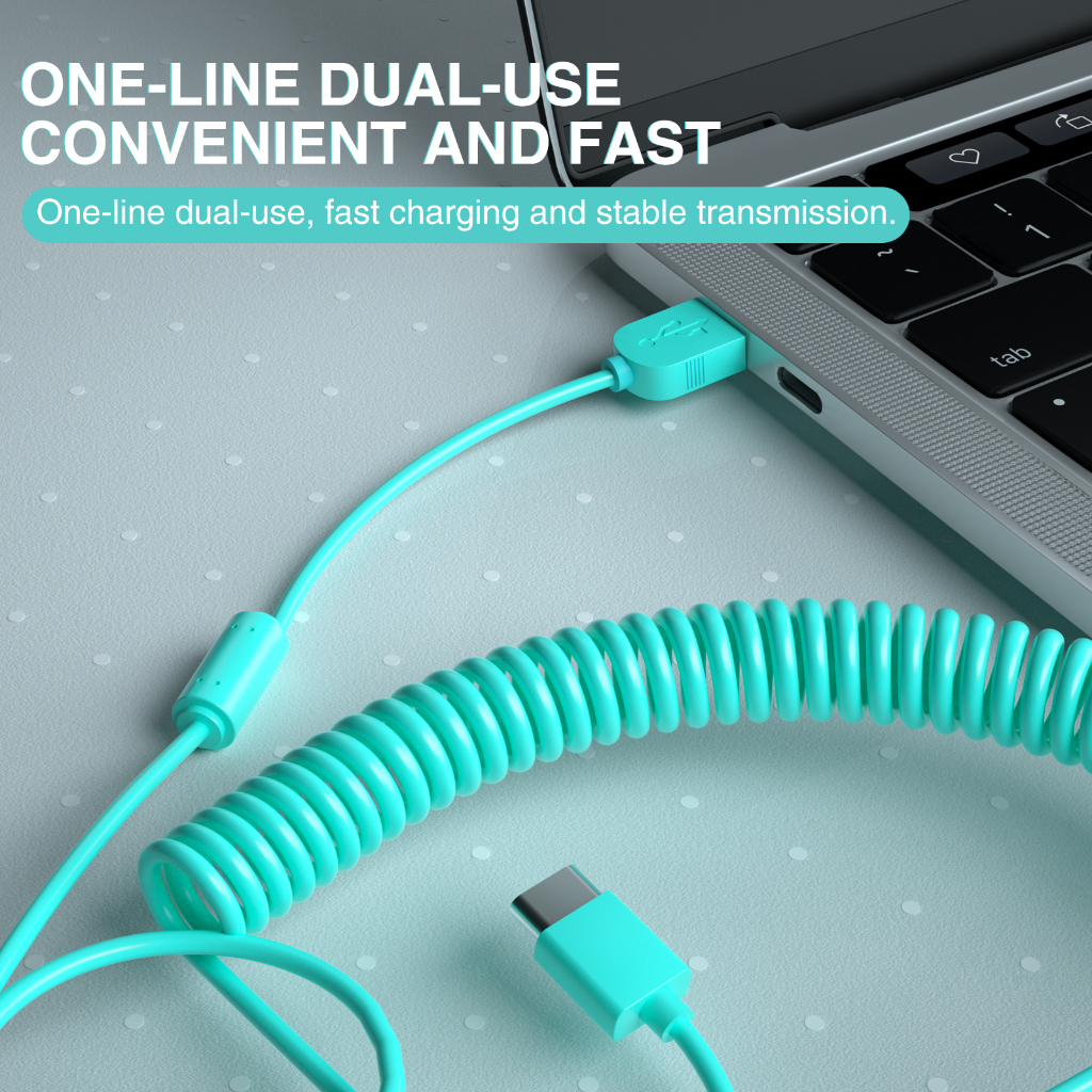 AULA Type C Coiled Cable Wire Keyboard Cable Connector USB Type C ...