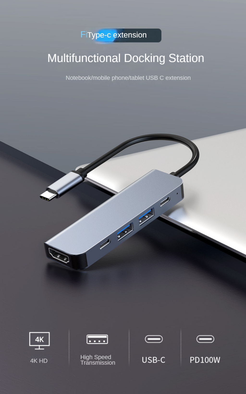 Type-c 5in1 Docking Station HDMI 4K USB3.0 Type C Data Transfer USB ...