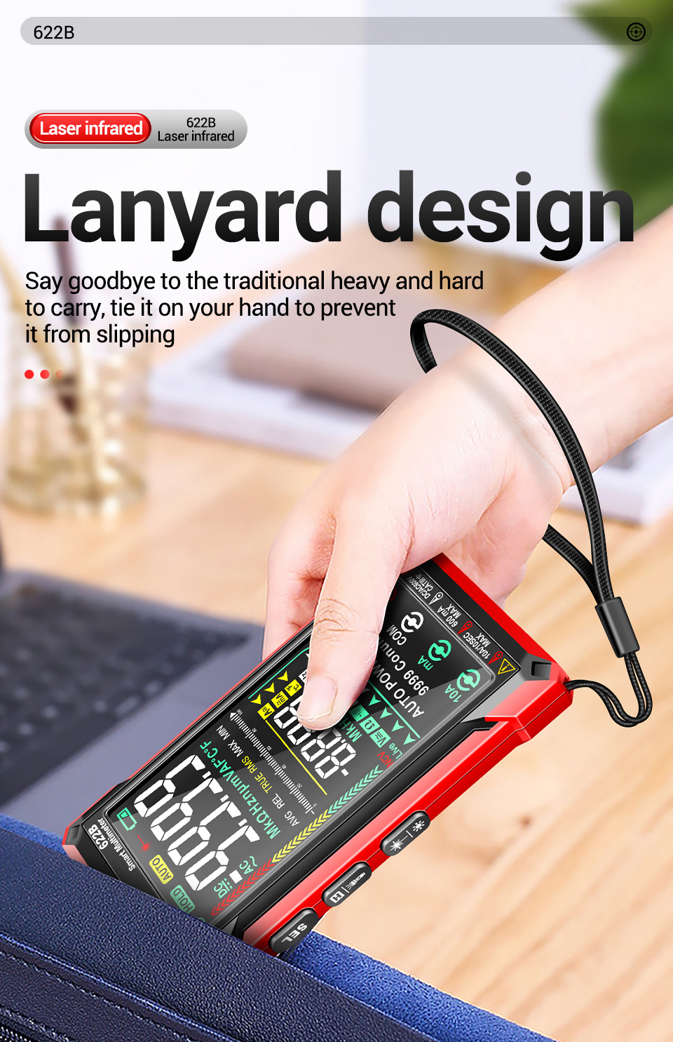 Aneng 622B Digital Smart Multimeter 10A Tester Meter Auto Range True ...