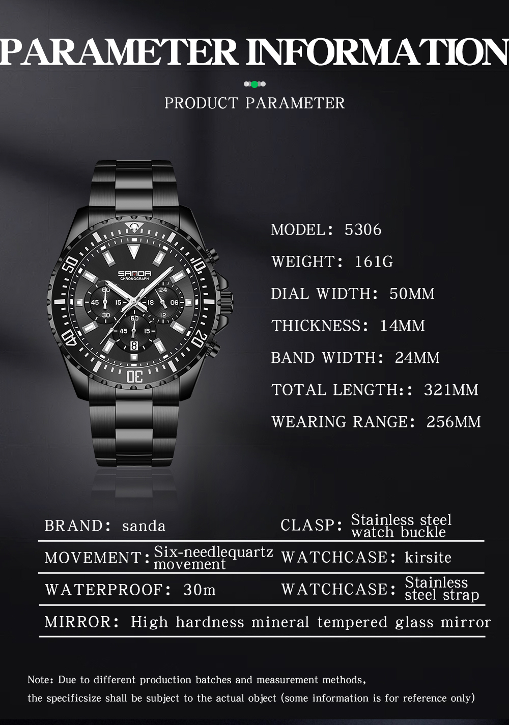 SANDA Luxury Steel Band Calendar Men's Quartz Watch Simple Three Eyes ...