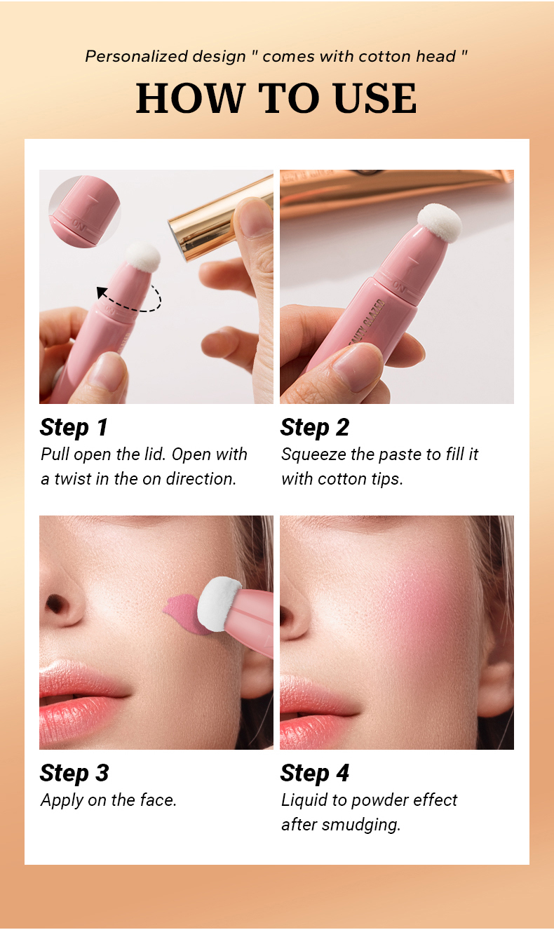 BEAUTY GLAZED Liquid Blush Smooth High Pigmented Shimmer Highlight ...