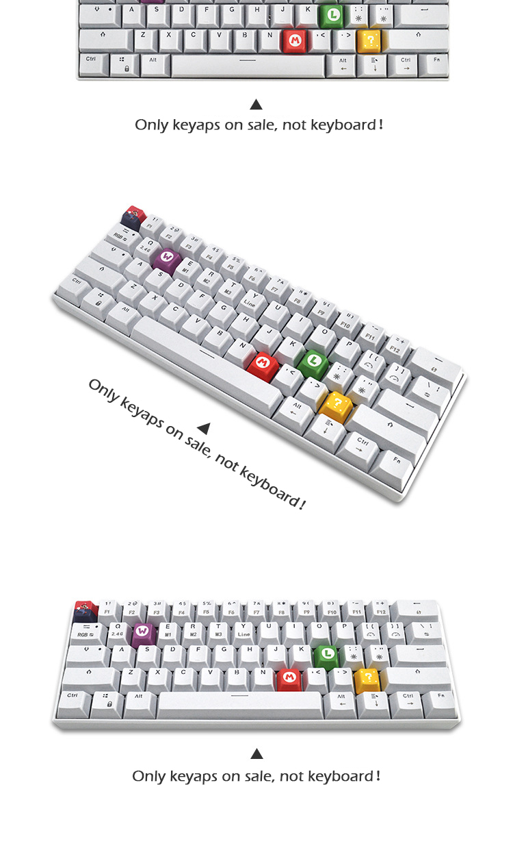 Novelty Pac Man Gaming Keycaps ESC Arrow OEM Profile 1.55mm Thickness ...