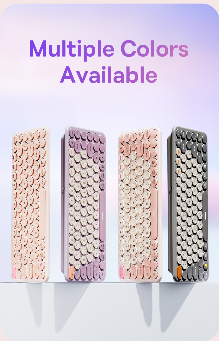 Baseus K01A Wireless Keyboard 2.4 GHz Dual Bluethooth Mode Quiet Keys ...