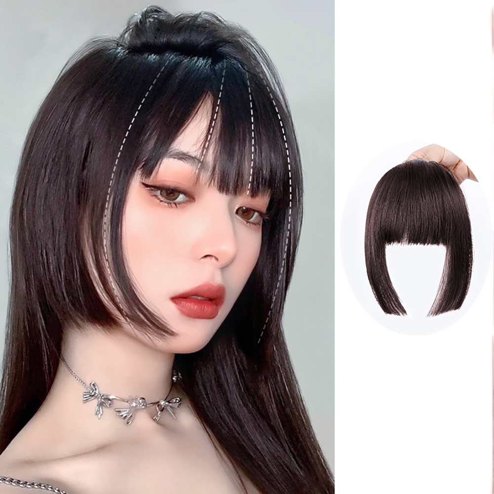 Natural Seamless Invisible Princess Cut Bangs Wig Sideburns Face ...