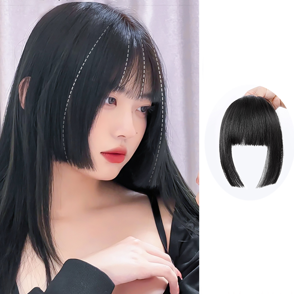 Natural Seamless Invisible Princess Cut Bangs Wig Sideburns Face ...